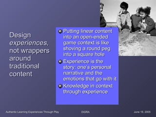 Authentic Learning Experiences Through Play | PPT