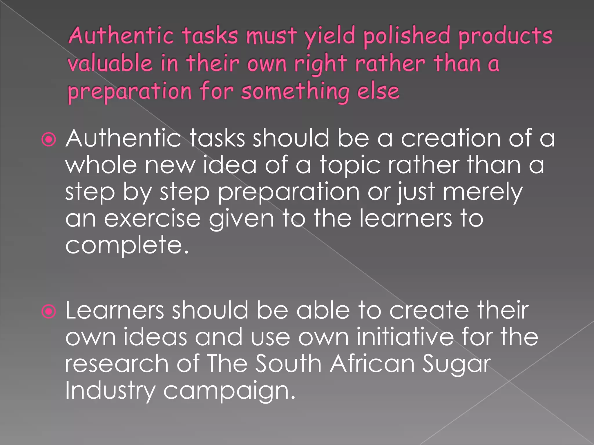 Authentic learning tasks | PPT
