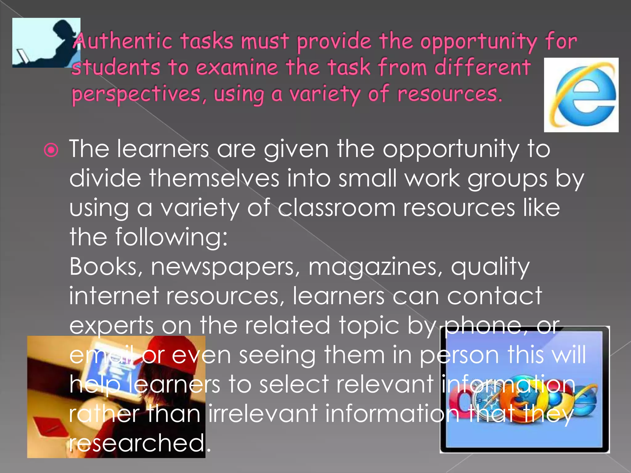 Authentic learning tasks | PPT