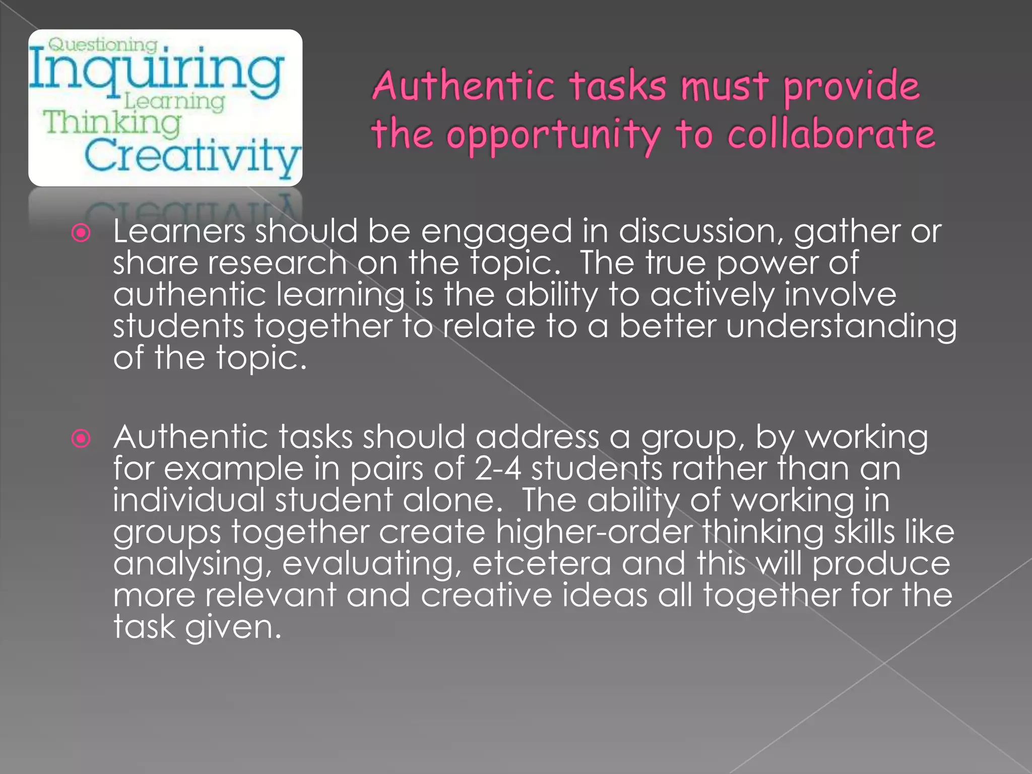 Authentic learning tasks | PPT