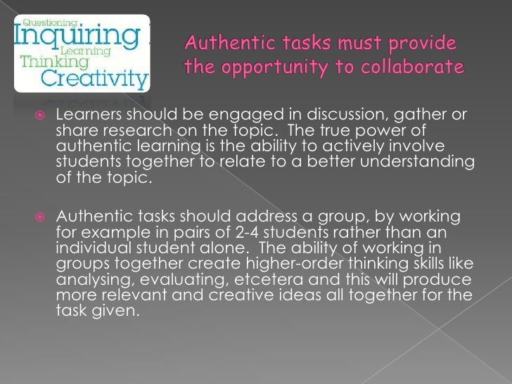 Authentic learning tasks
