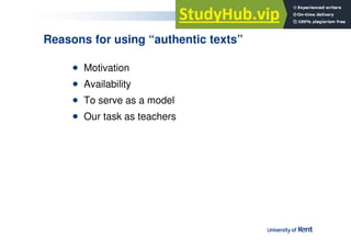 Authentic Reading Materials For Teaching EAP Problems And Solutions | PPT