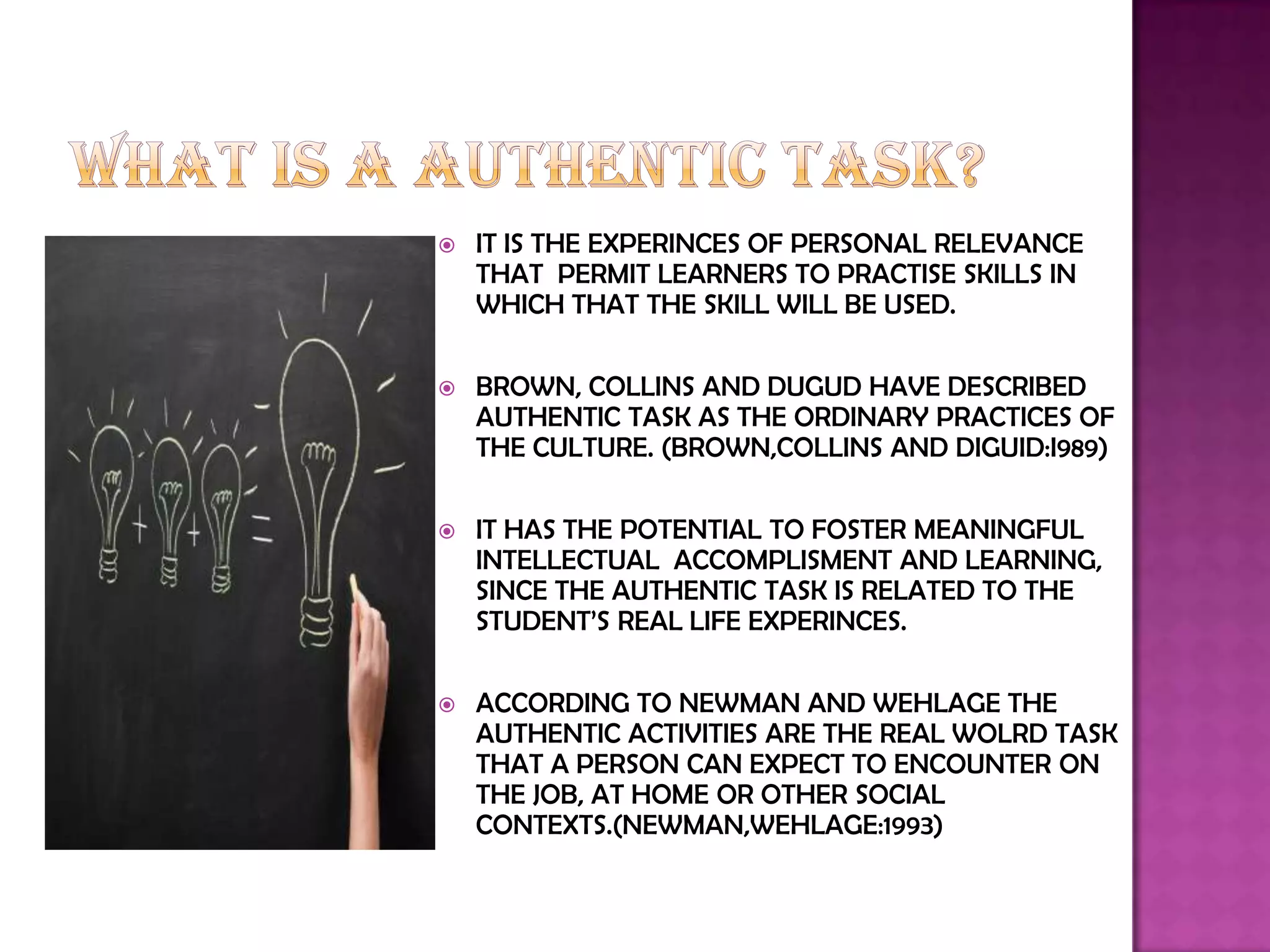 What is a Authentic task | PPTX