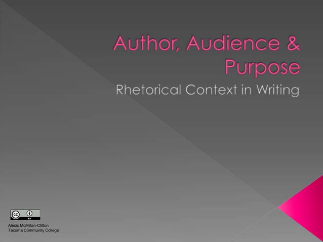 (Author, audience, purpose) Rhetorical Context | PPTX