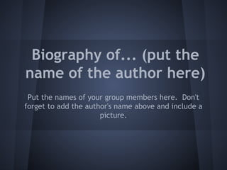 Author biography template for google training | PPT
