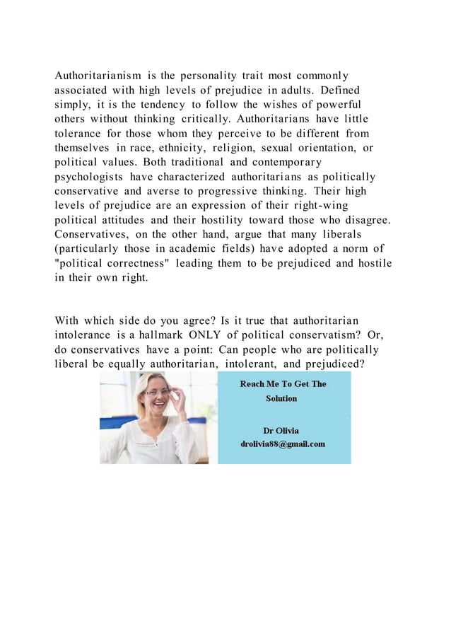 Authoritarianism is the personality trait most commonly associated w | PDF