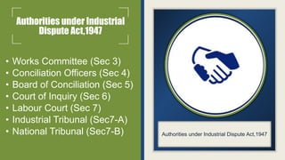 Authorities of industrial dispute act, 1947 | PPTX