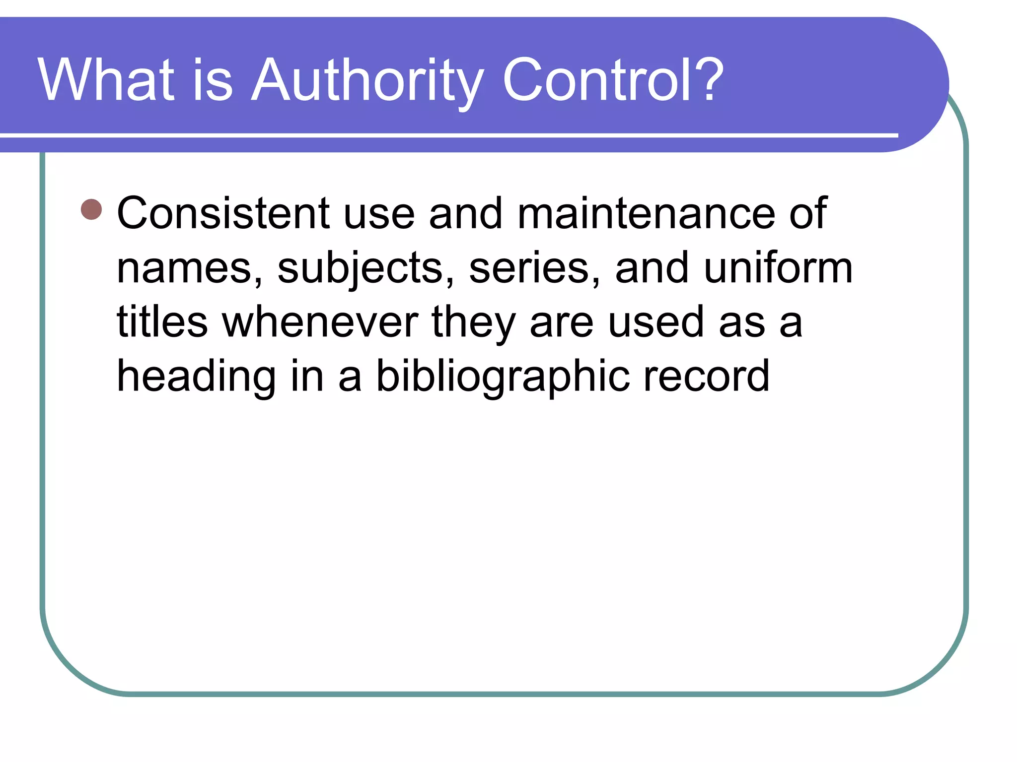 Authority Control | PPT