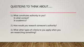 Authority is constructed and contextual | PPT