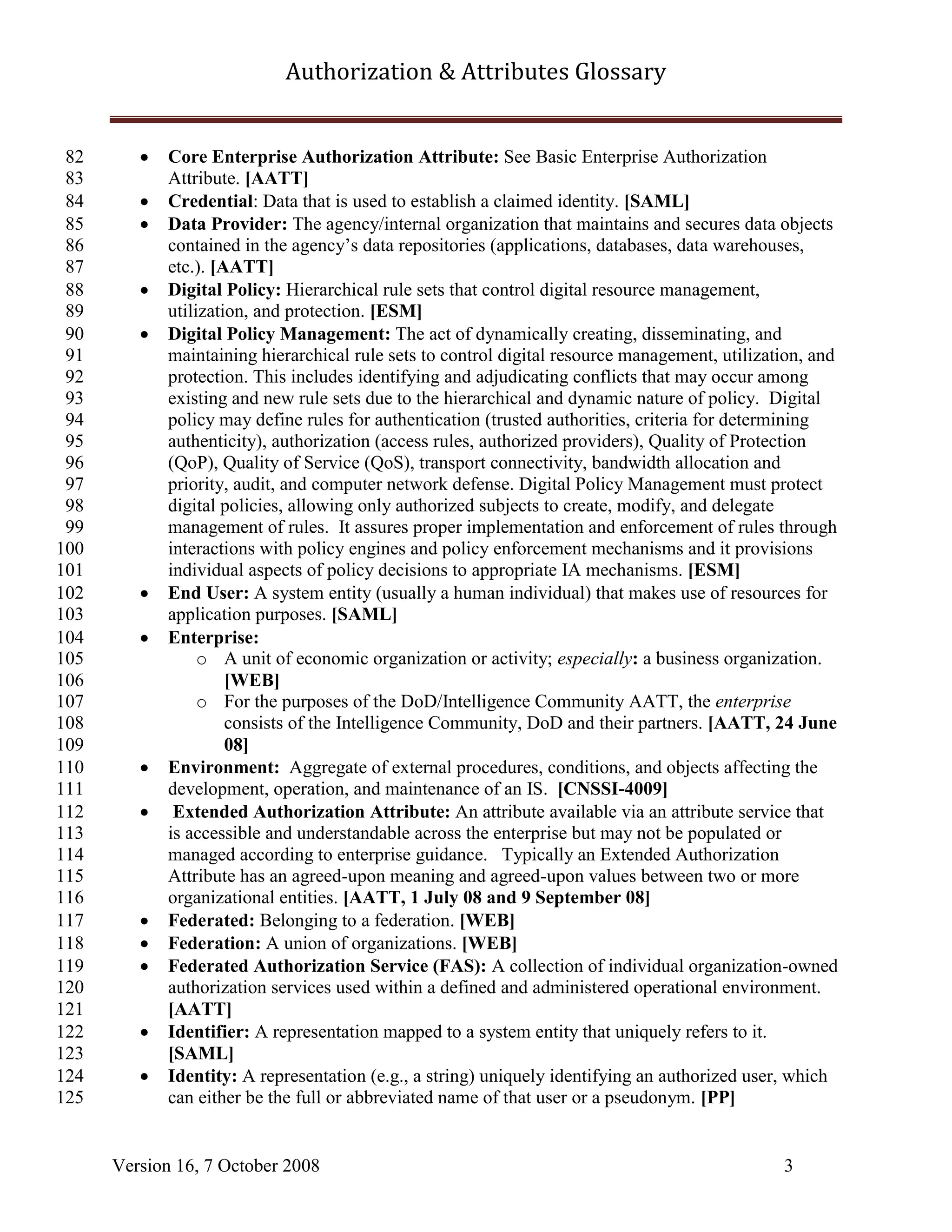 Authorization and attributes glossary | PDF
