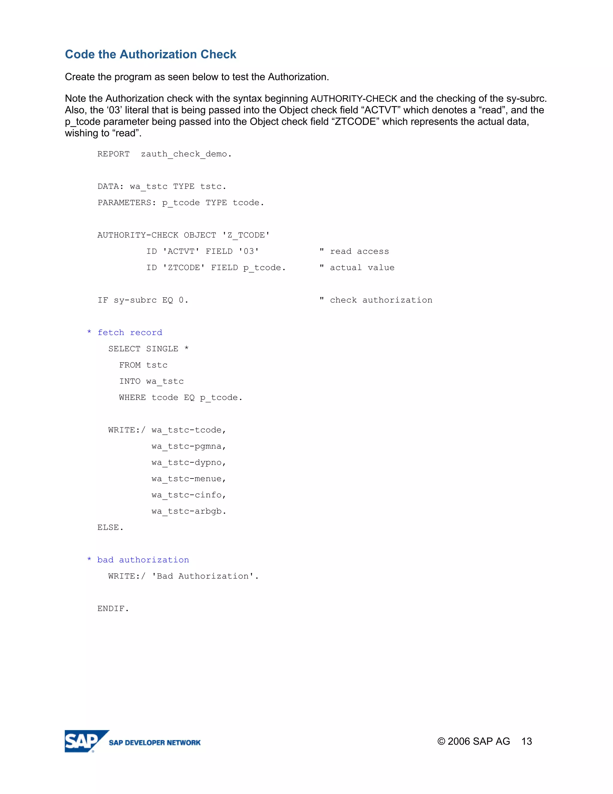 Authorization objects a simple guide | PDF
