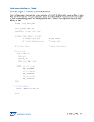 Authorization objects a simple guide | PDF