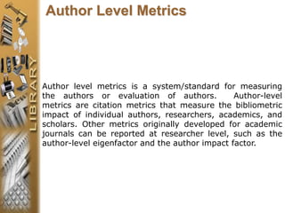 Author Level Metrics | PPTX