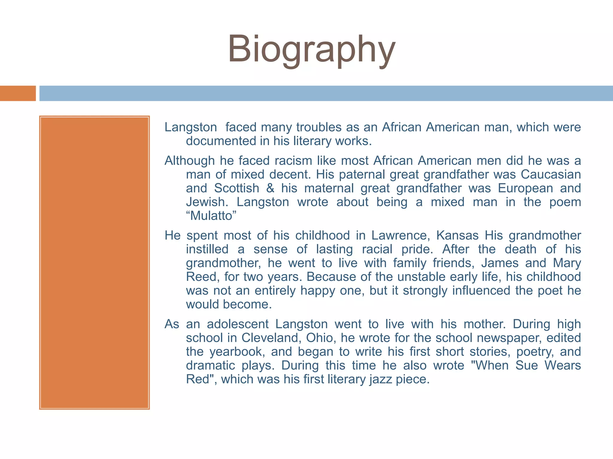 Author presentation- Langston Hughes | PPTX