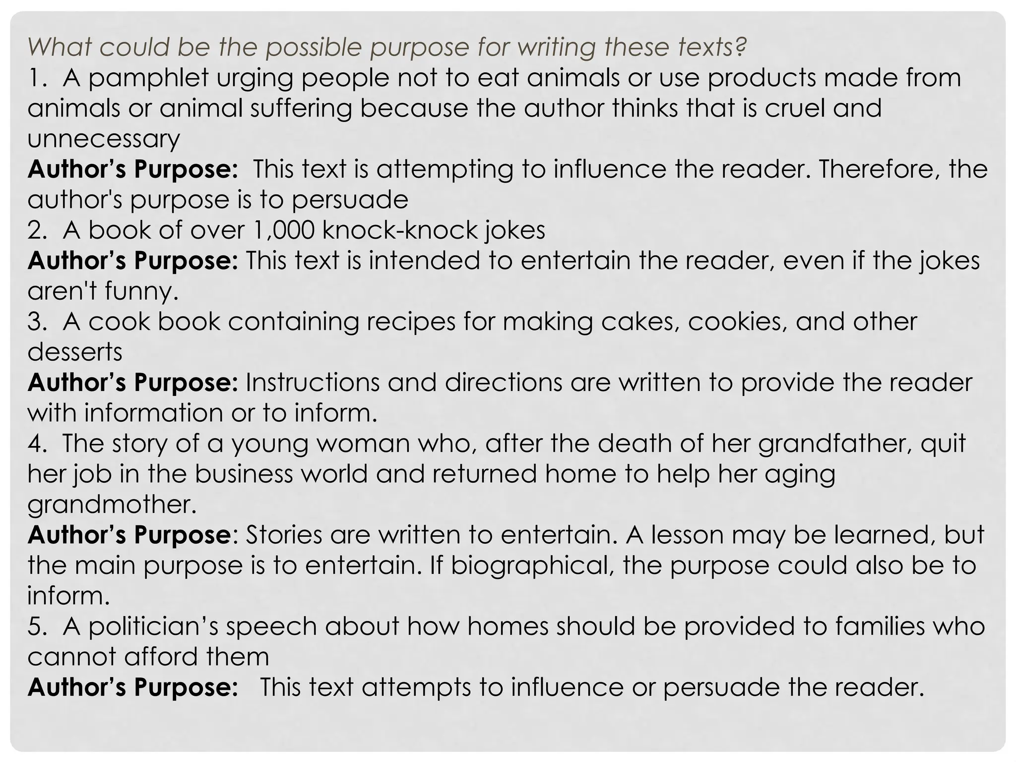 Understanding Author Purpose in English.pptx | Books and Literature