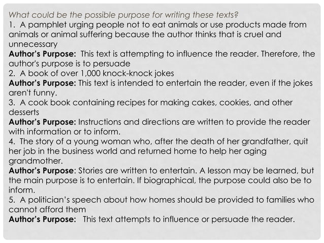 Understanding Author Purpose in English.pptx | Books and Literature