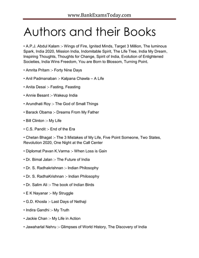 Authors and their books | PDF
