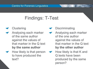 Authorship analysis using function words forensic linguistics | PPT