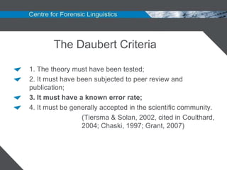 Authorship analysis using function words forensic linguistics | PPT