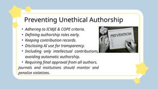 authorship credit taxonomy and ICMJE criteria | PPTX