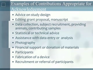 AUTHORSHIP AND THE ALLOCATION OF CREDIT ( Design of Research ) | PPT