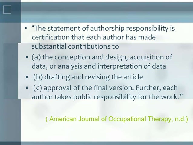 AUTHORSHIP AND THE ALLOCATION OF CREDIT ( Design of Research ) | PPT