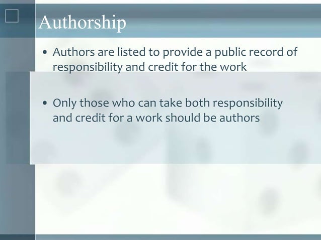 AUTHORSHIP AND THE ALLOCATION OF CREDIT ( Design of Research ) | PPT