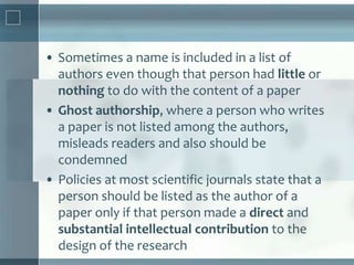 AUTHORSHIP AND THE ALLOCATION OF CREDIT ( Design of Research ) | PPT