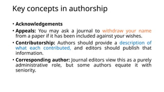 important points regarding authorship in publication | PPTX
