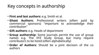 important points regarding authorship in publication | PPTX
