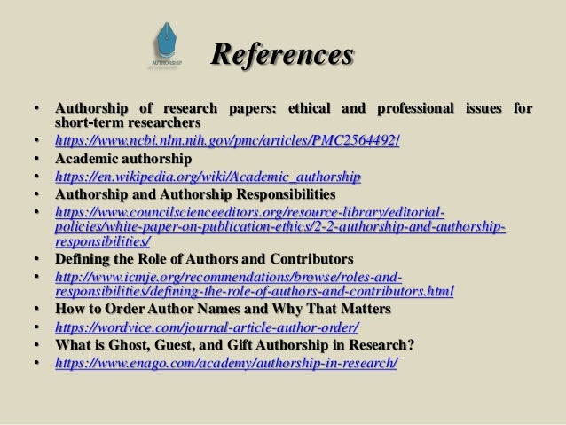 Authorship of Research Papers
