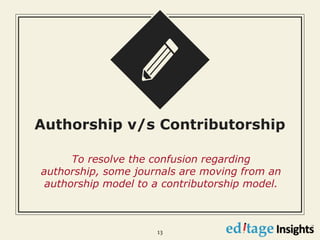 Authorship (Part 1): Who should be the author of a research paper | PPTX