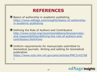 Authorship (Part 1): Who should be the author of a research paper | PPTX