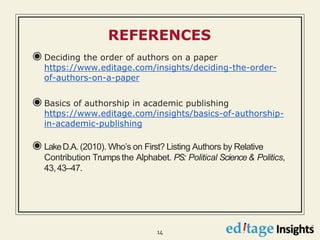 Authorship (Part 2): How to decided the order of authors in a research ...