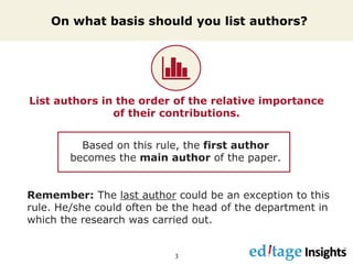 Authorship (Part 2): How to decided the order of authors in a research ...