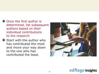 Authorship (Part 2): How to decided the order of authors in a research ...