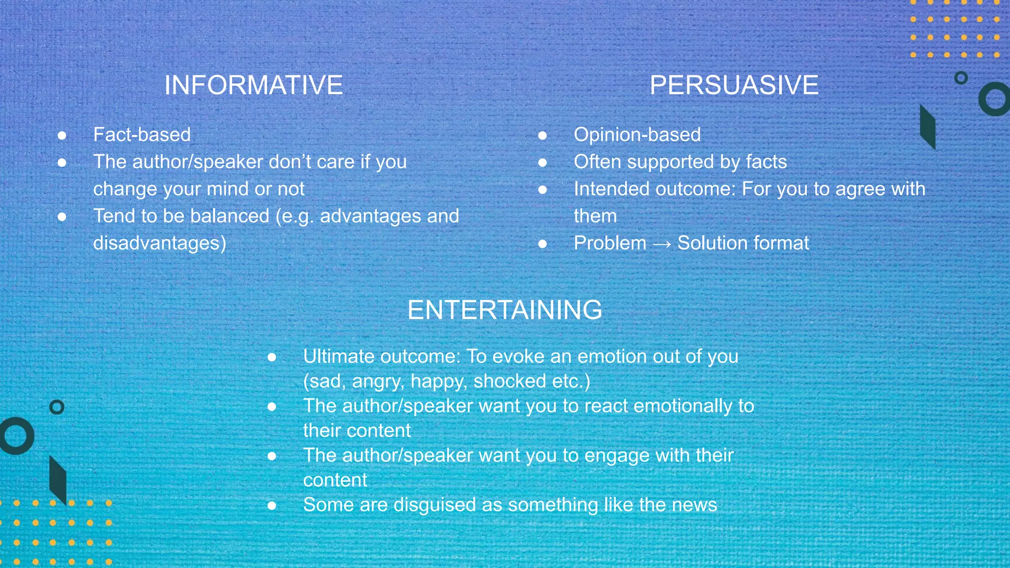 Author's purpose & Achievement of Purpose | PPT