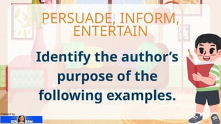 Author’s Purpose PPT - Lesson and Activities | PPTX