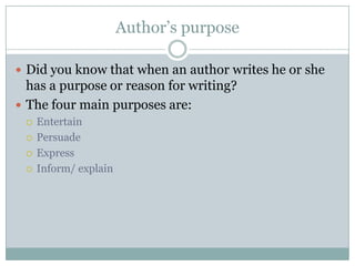 Author’s purpose 8th grade | PPTX