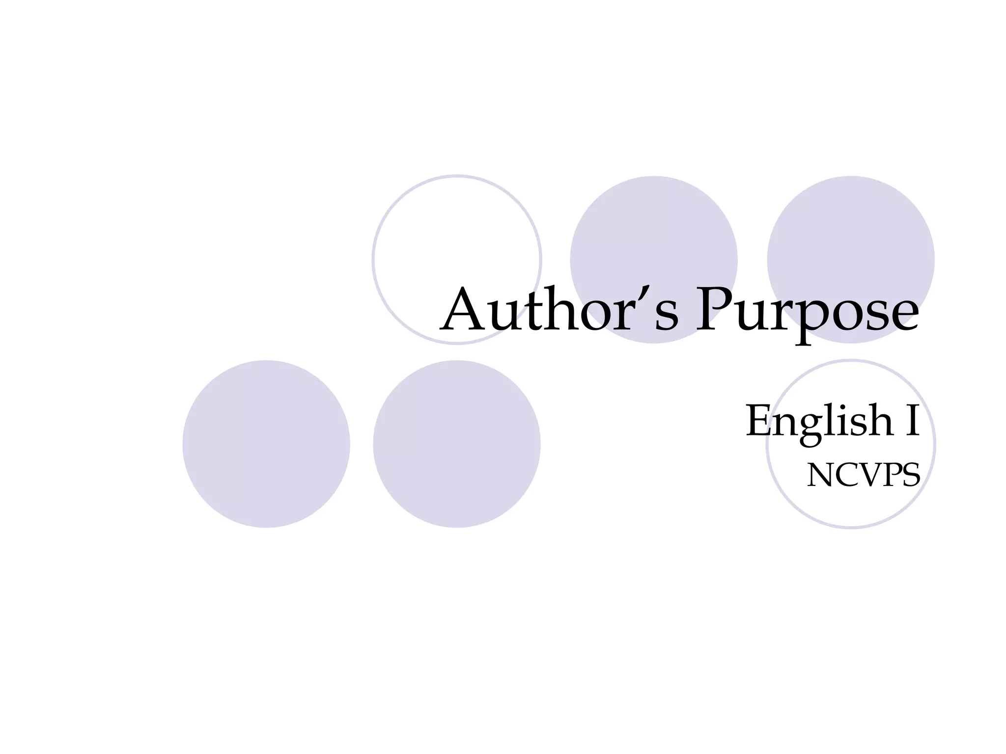 Author's purpose presentation | PPT