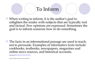 Author's purpose presentation | PPT