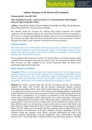 Authors Response To The Reviewer Comments | PDF