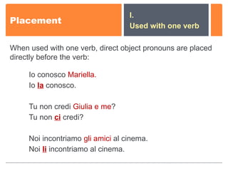 Italian Direct Object Pronouns Definitions and Usage | PPTX