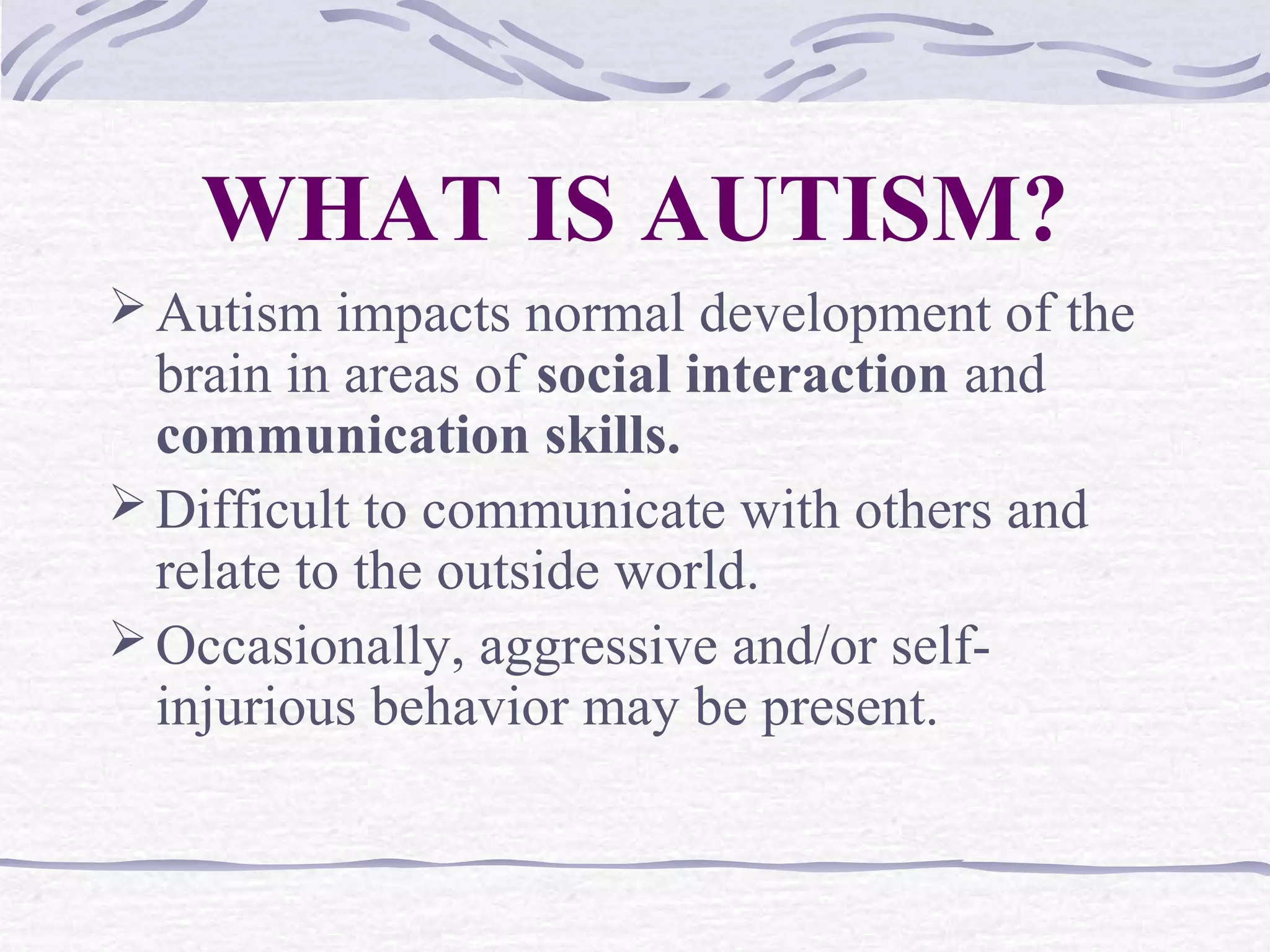 Autism & Related Disabilities | PPT