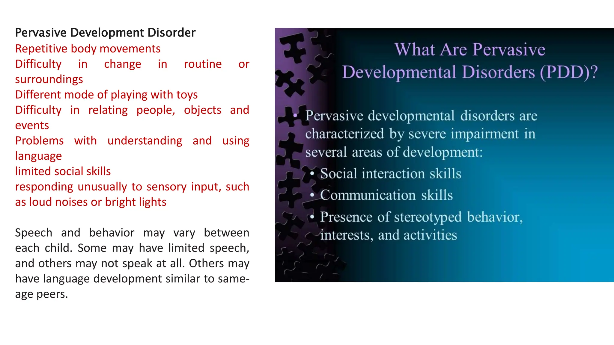 autism spectrum disorder and types of autism | PPTX