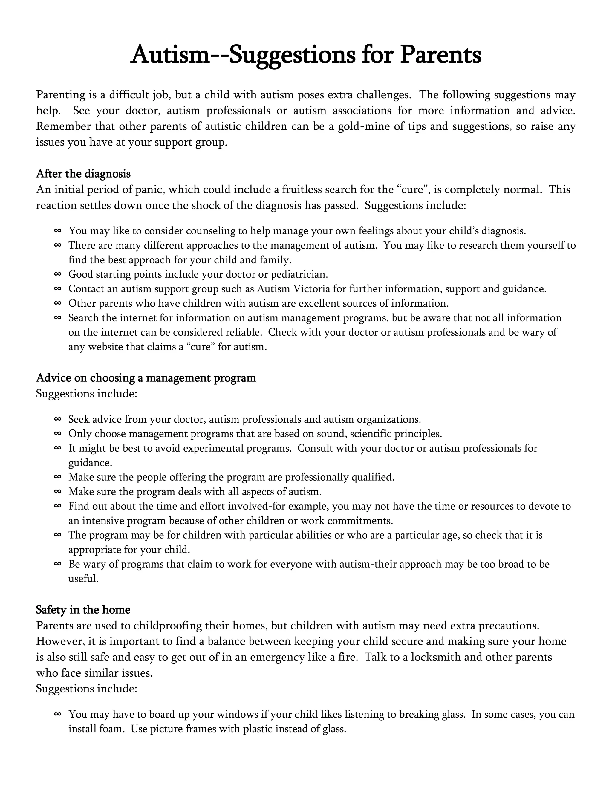 Autism suggestions for parents | PDF