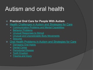 Autism and oral health | PPTX