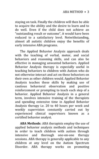 Autism Breakthrough with ABA Method | PDF