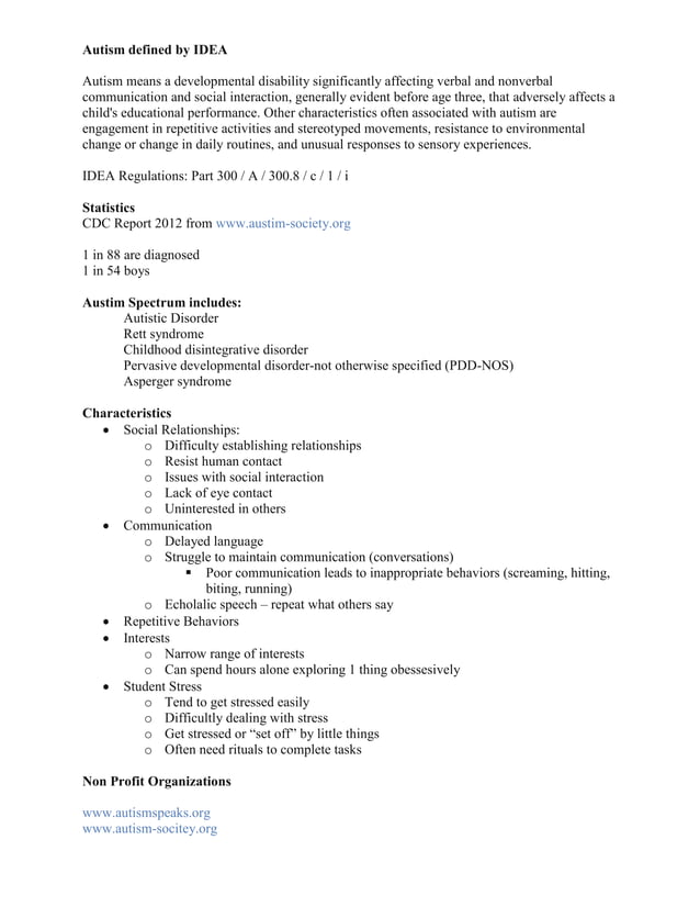 Autism handout | PDF