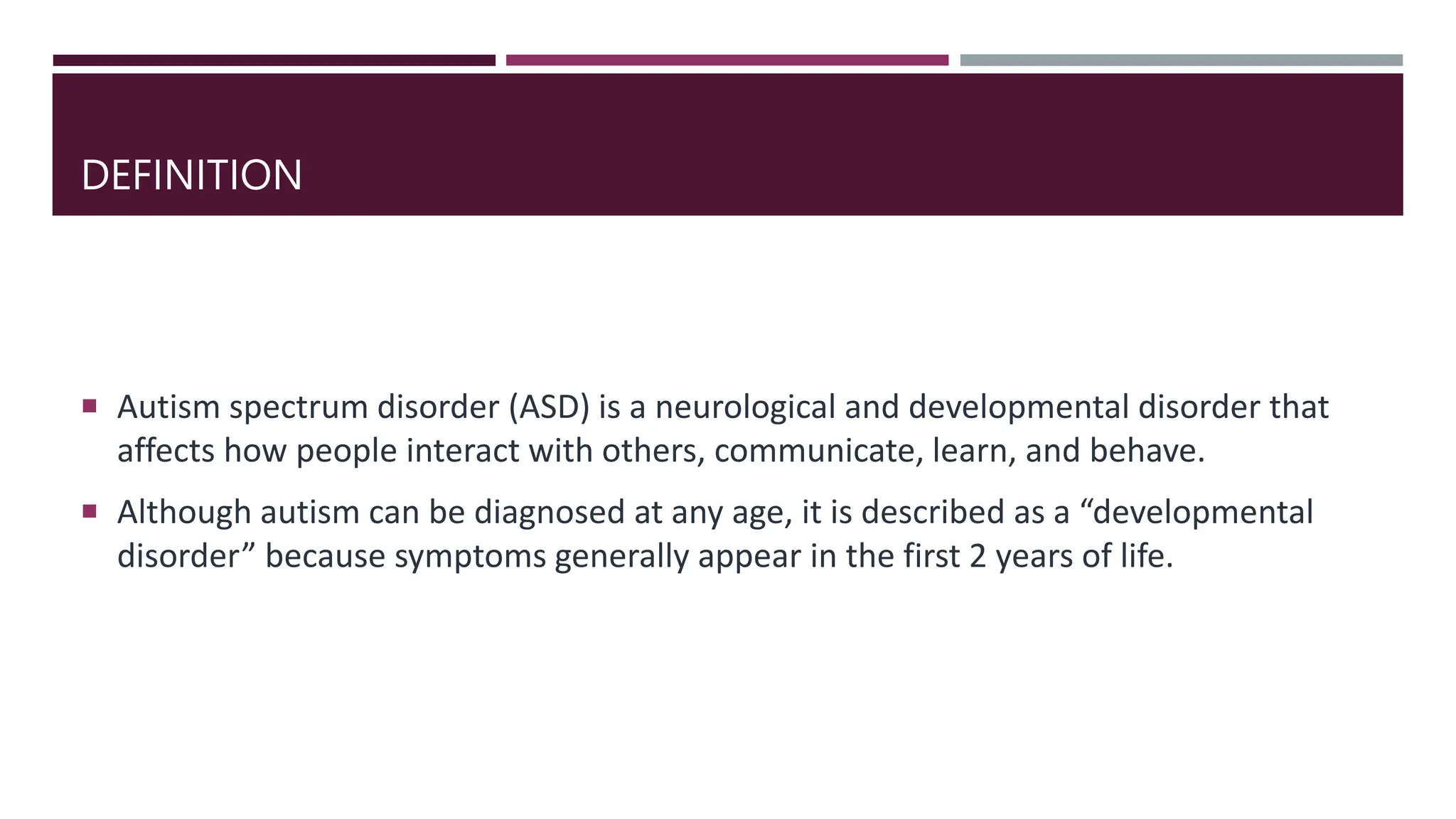 AUTISM SPECTRUM DISORDER: DEFINITION, ETIOLOGY, PATHOPHYSIOLOGY ...